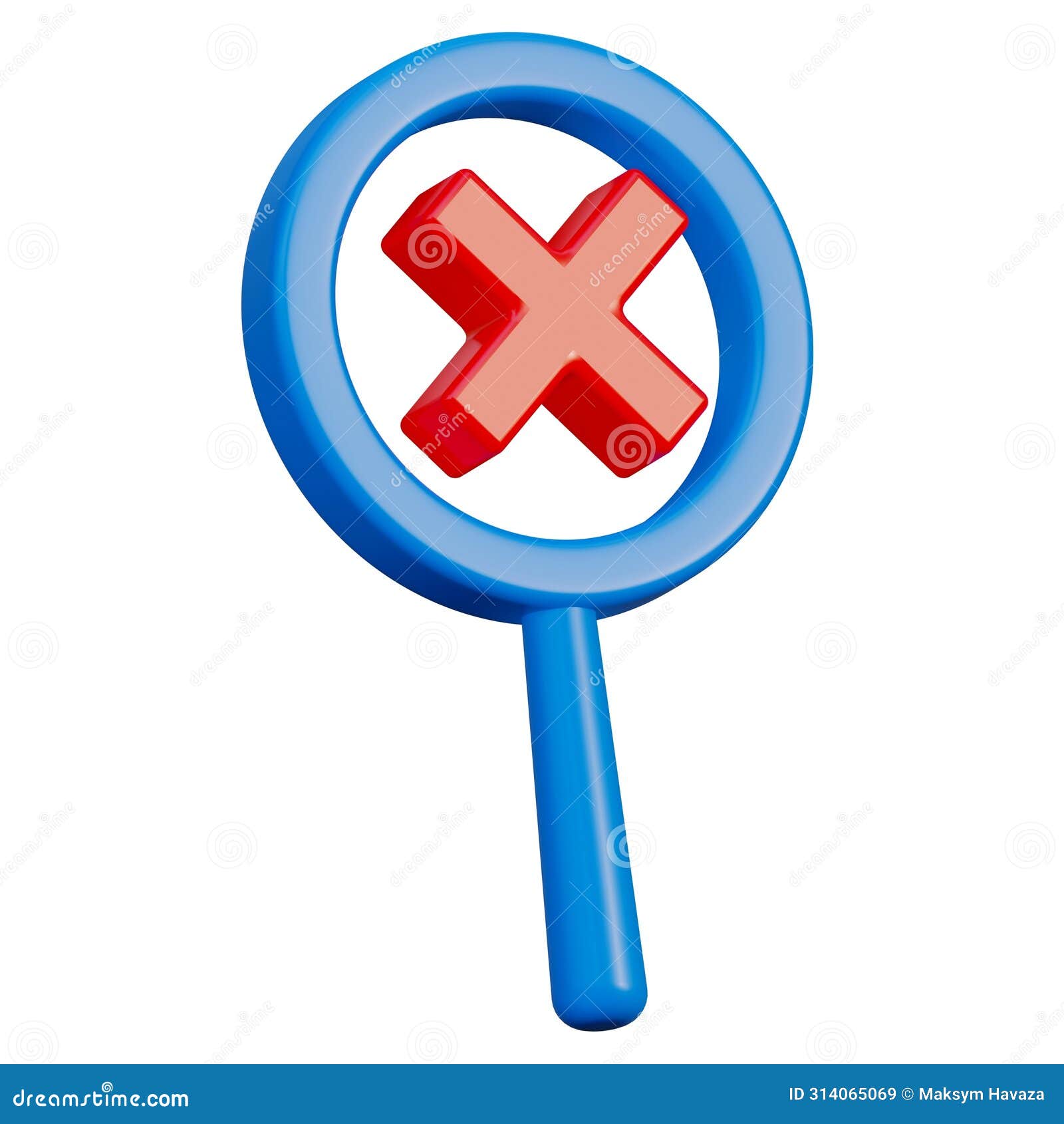 Magnifying Glass with Error Sign. Finding Problems and Errors in the ...