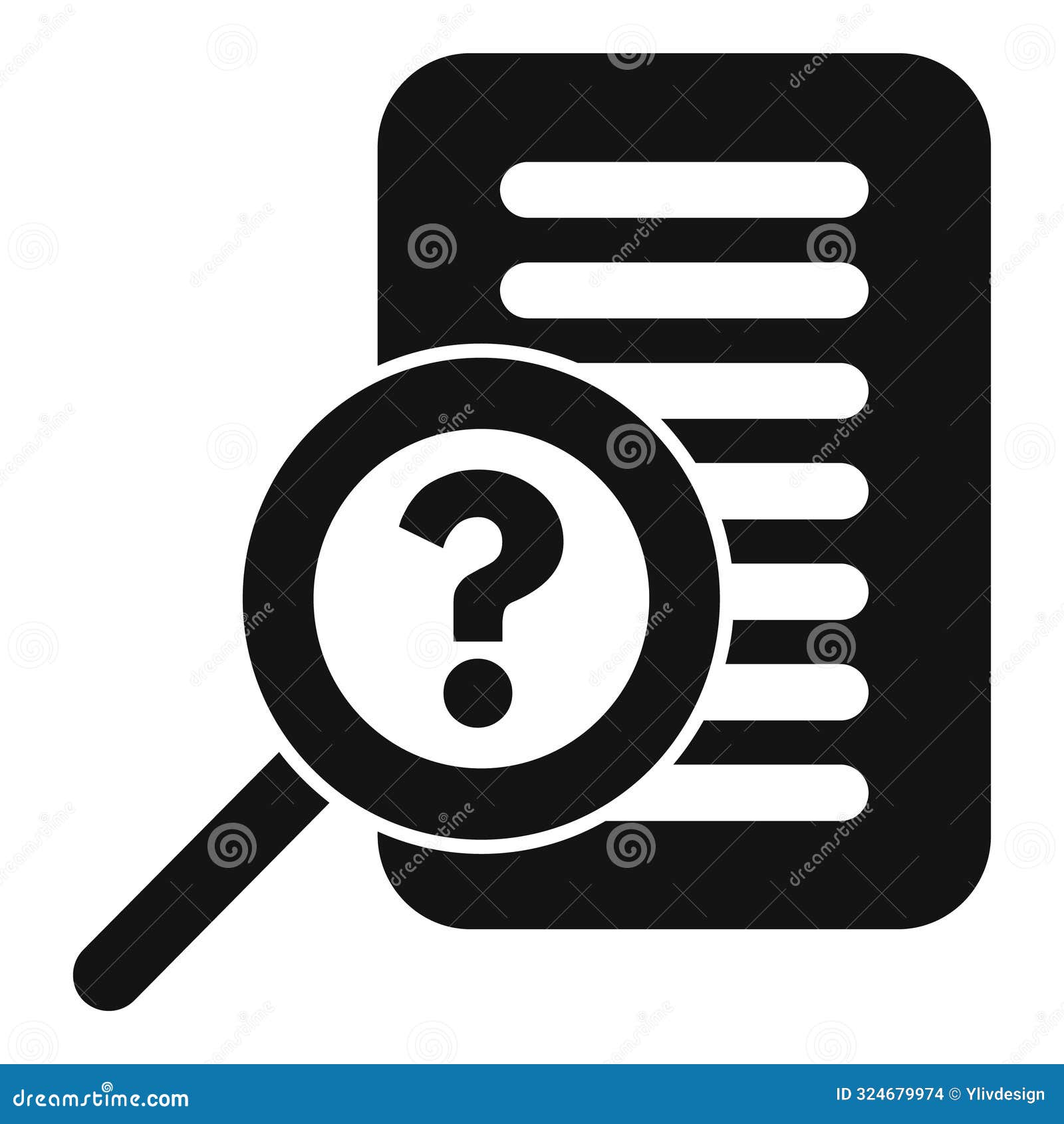 Magnifying Glass Examining Document with Question Mark Symbol Stock ...