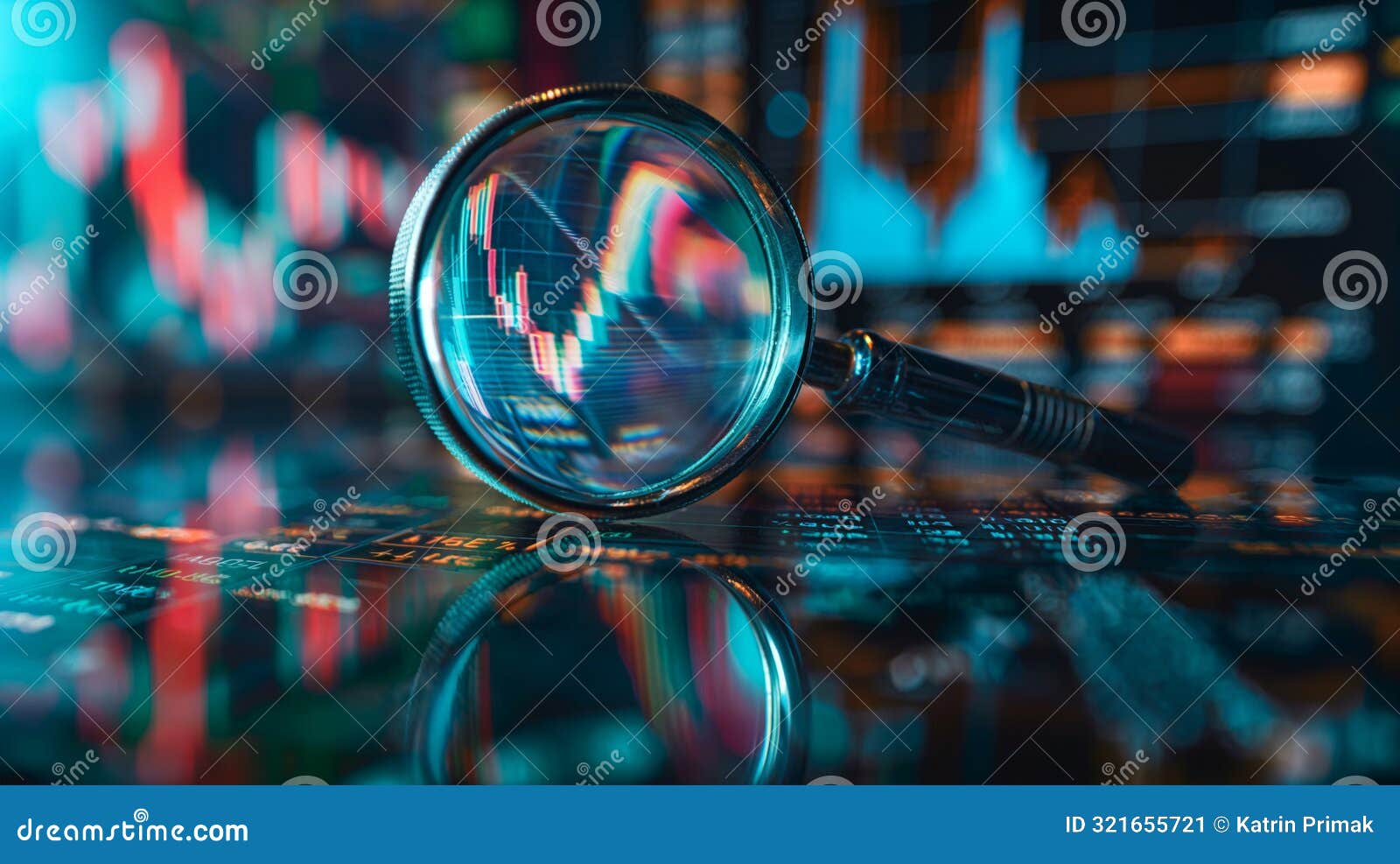 A Magnifying Glass Examining Financial Data on a Computer Screen Stock ...
