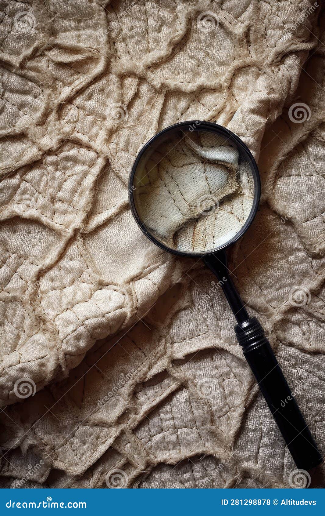 Magnifying Glass Examining the Texture of a Fabric Stock Illustration ...