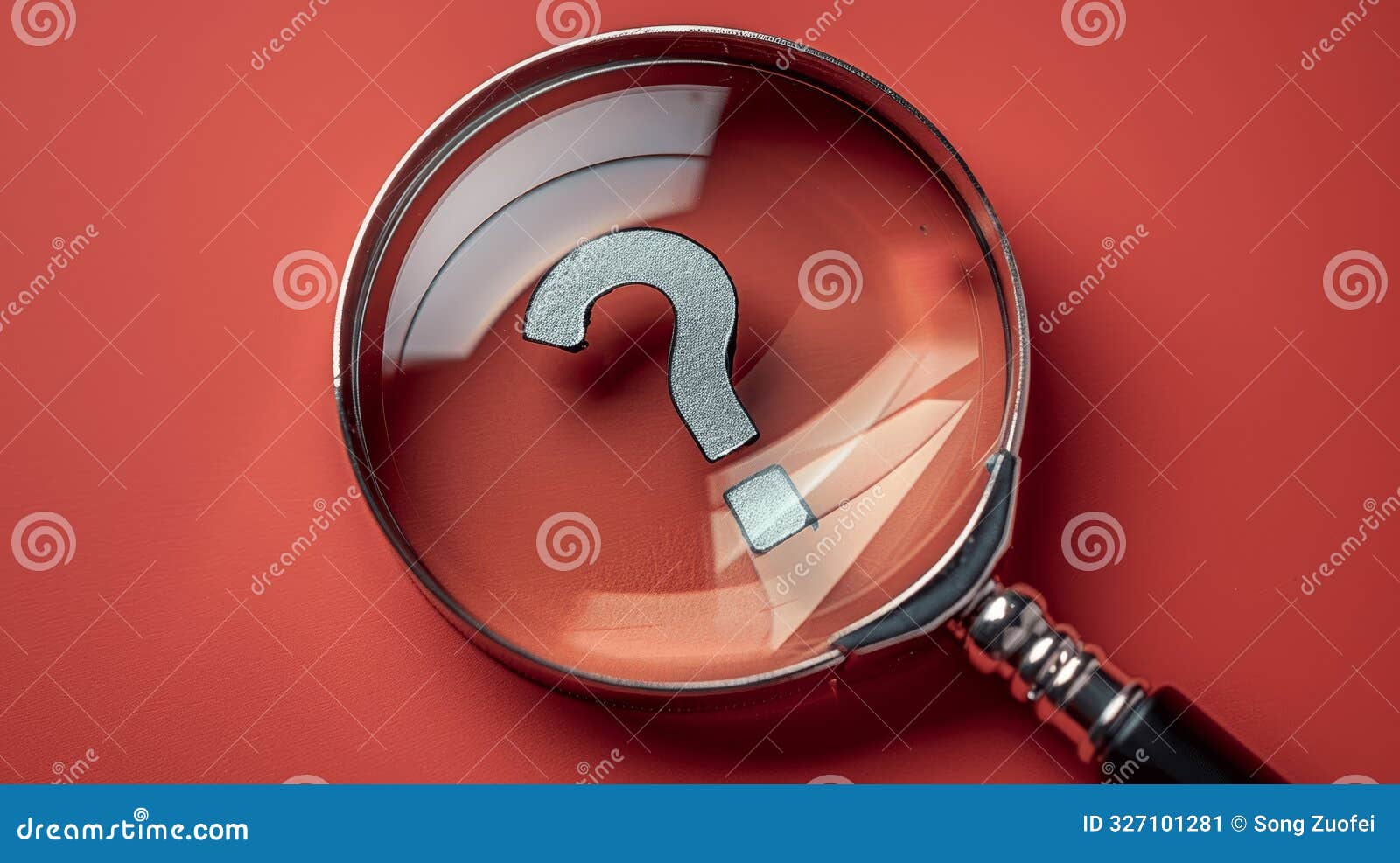 Magnifying Glass with Exclamation Mark on Red Background: High ...
