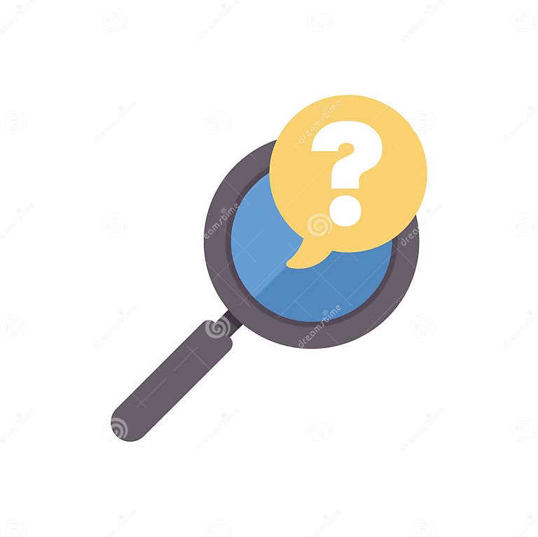 Magnifying Glass Exploring Question Mark Inside Speech Bubble Stock ...