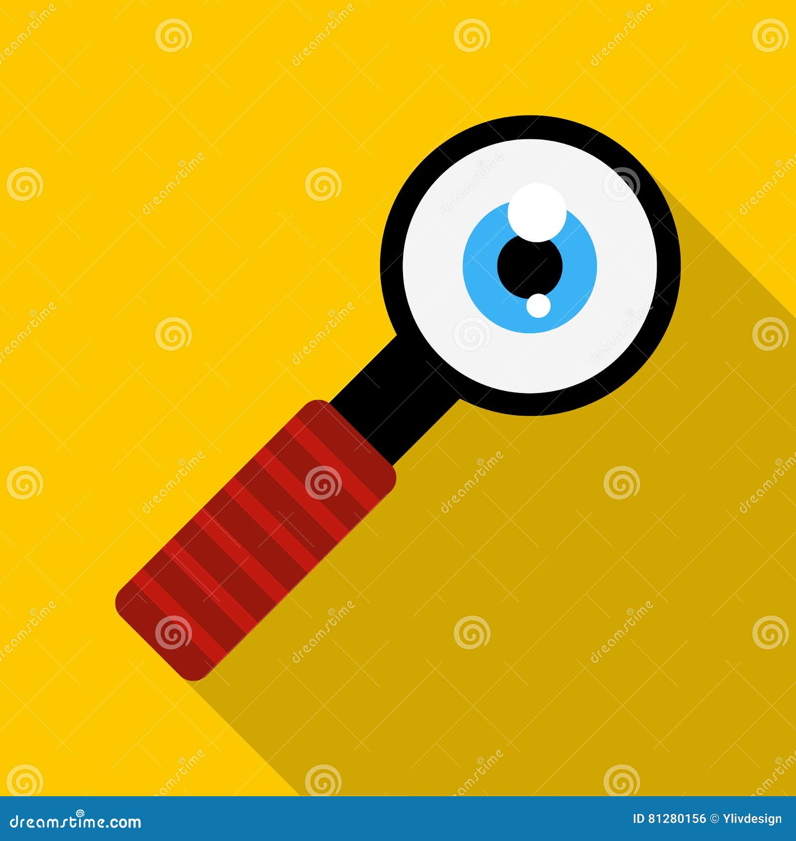 Magnifying Glass with Eye Ball Icon, Flat Style Stock Vector ...