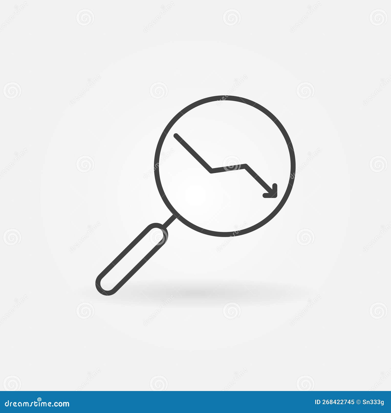 Magnifying Glass with Falling Chart Vector Sanctions Concept Outline Icon Stock Vector ...