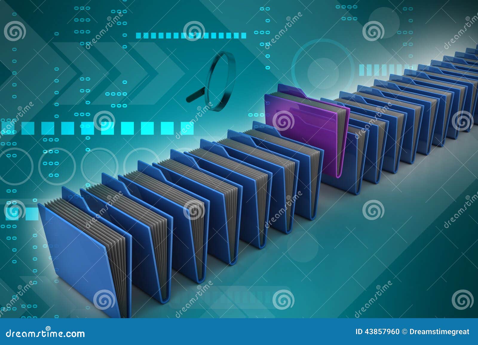 Magnifying Glass with File Folder Stock Illustration - Illustration of ...