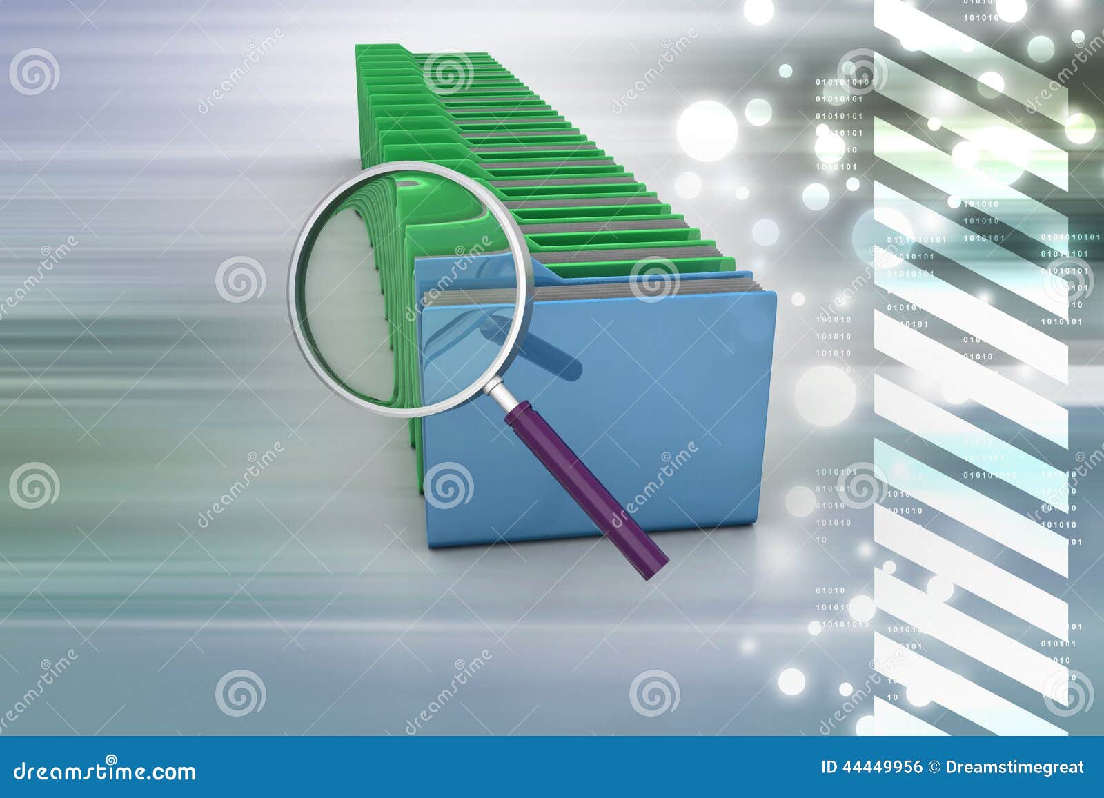 Magnifying Glass with File Folder Stock Illustration - Illustration of ...