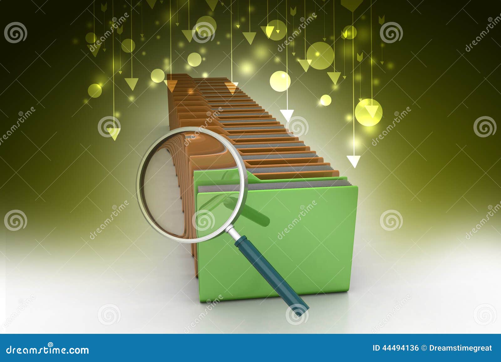 Magnifying Glass with File Folder Stock Photo - Image of scan, data ...