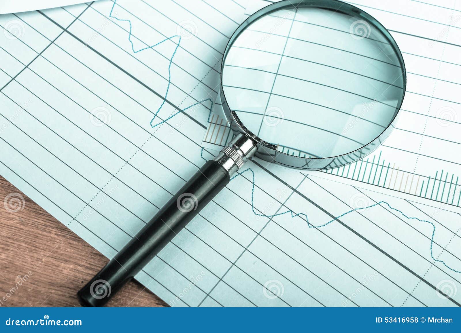 Magnifying Glass with Financial Graph Stock Photo - Image of financial ...