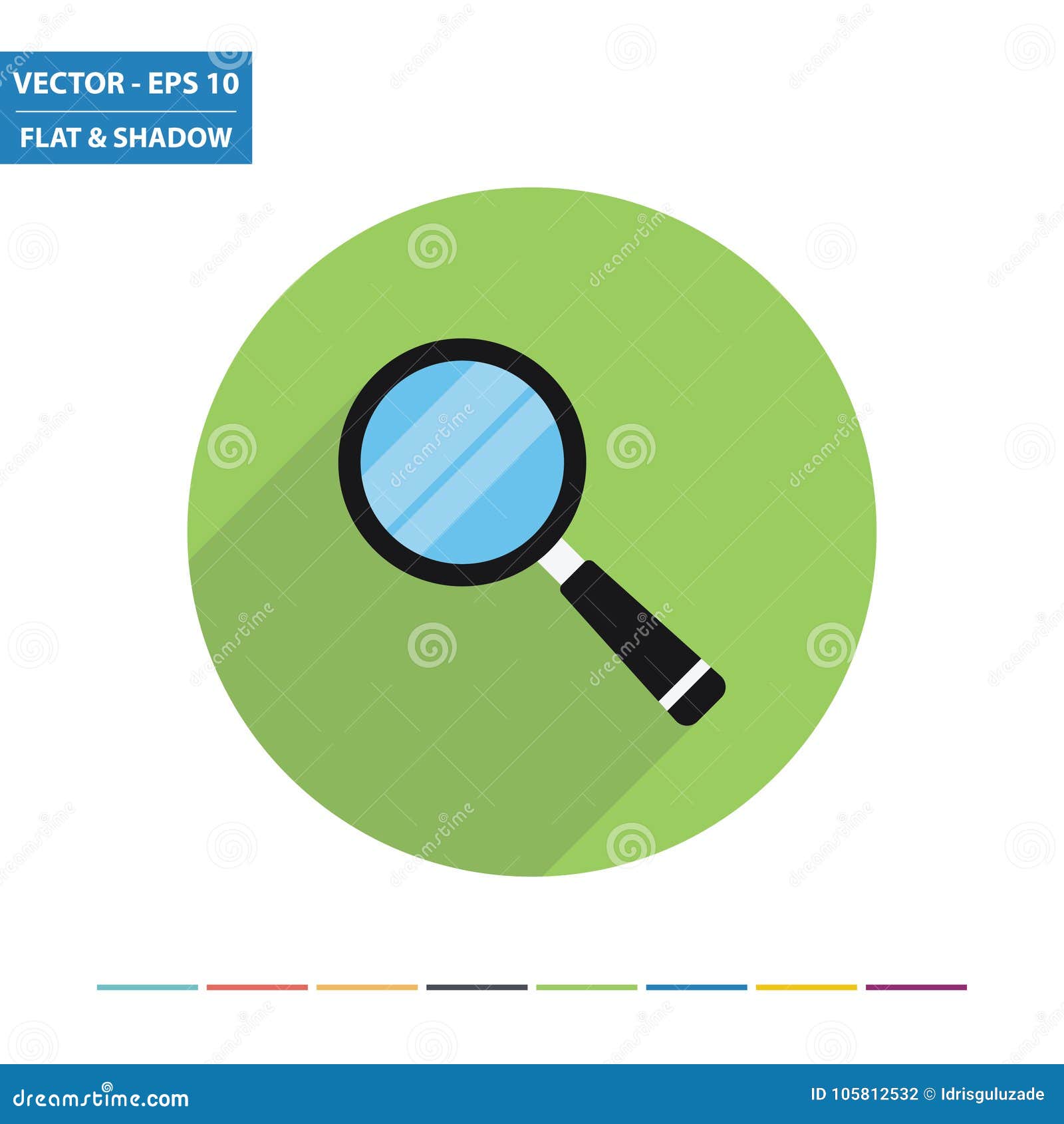 Magnifying glass flat icon stock vector. Illustration of colored ...