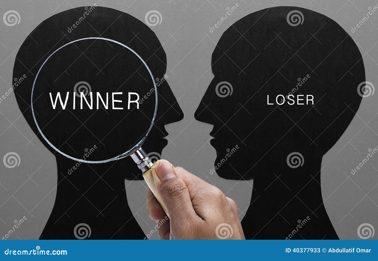 Magnifying Glass Focus on Winner Stock Image - Image of hand, loser ...