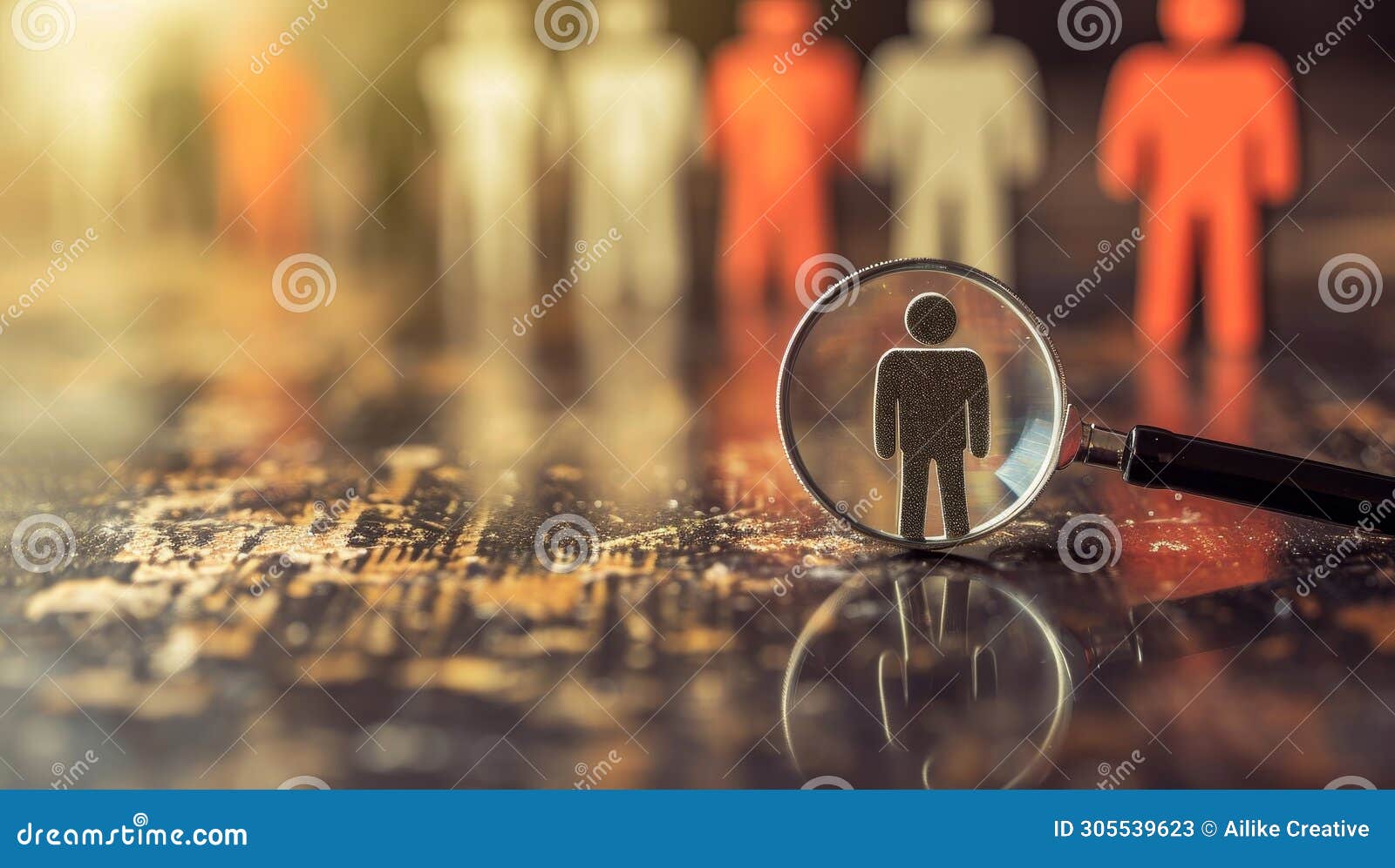 Magnifying Glass Focusing on a Human Figure Stock Illustration ...