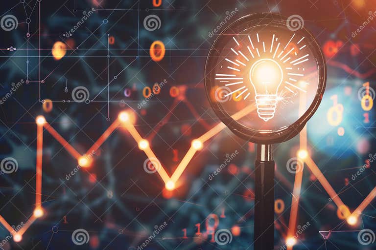 Magnifying Glass Focusing on a Lightbulb Symbolizing Ideas in a ...