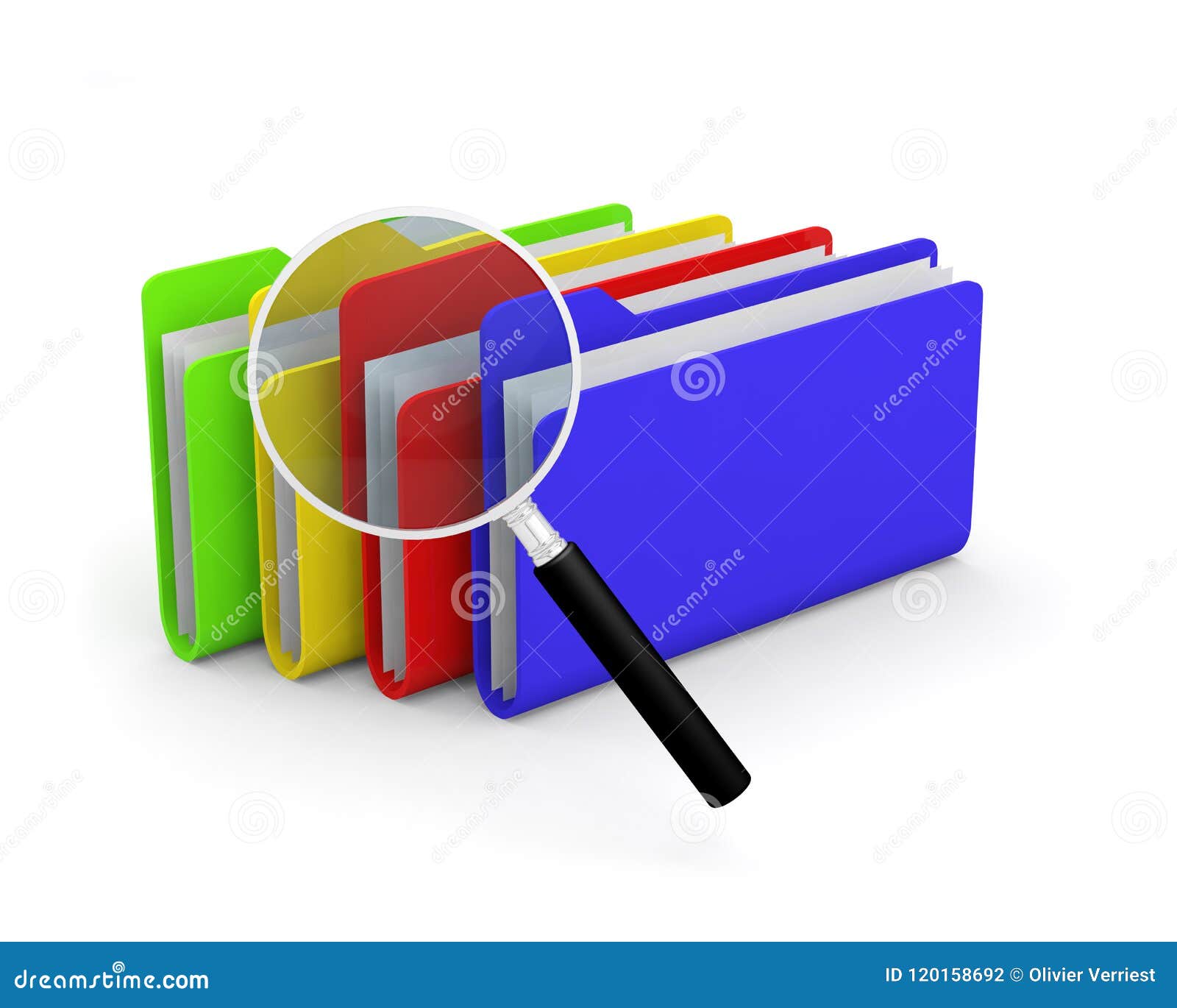 Magnifying Glass Folder Files Search Stock Illustration - Illustration ...