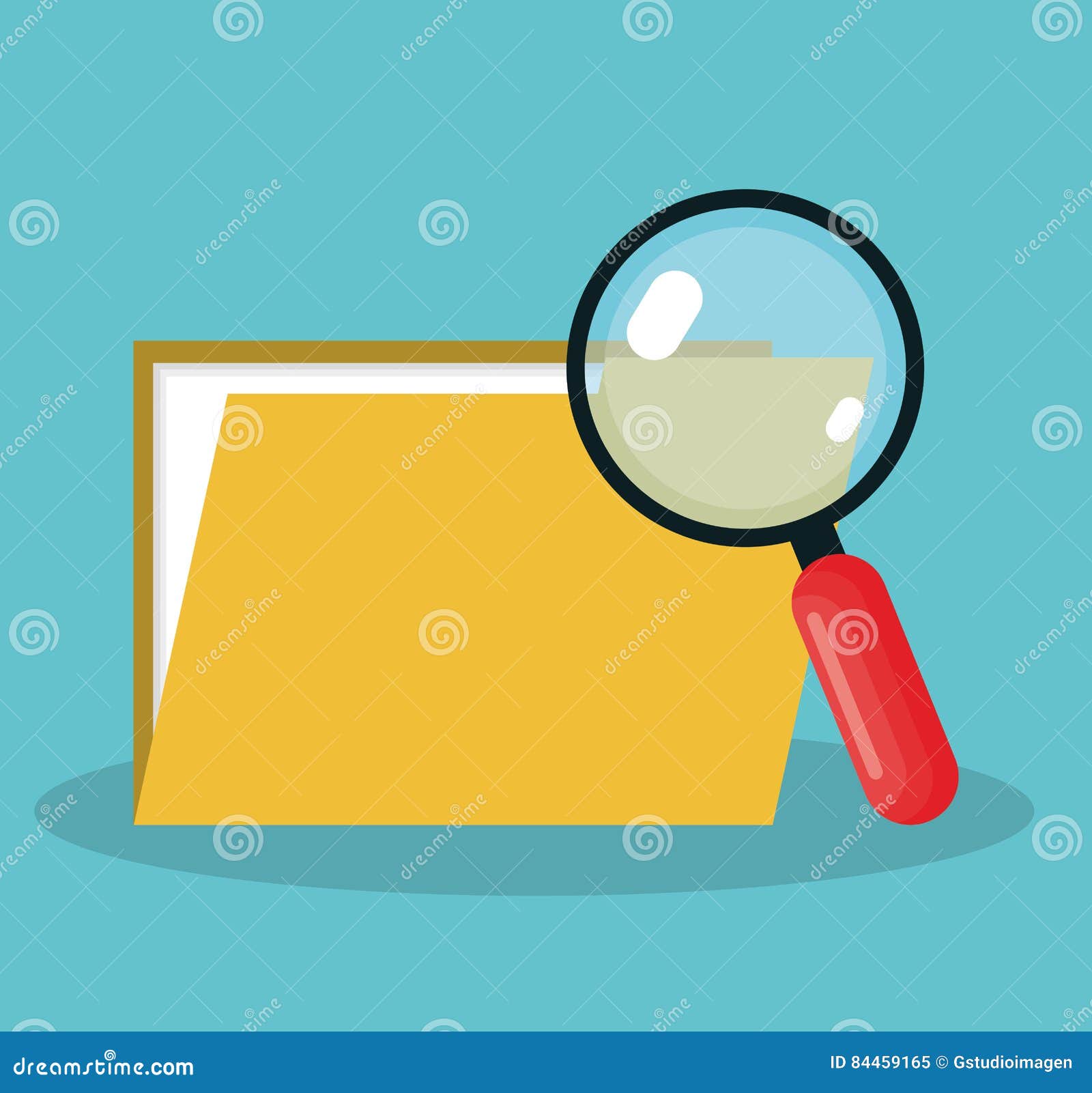 Magnifying Glass with Folder Isolated Icon Stock Illustration ...