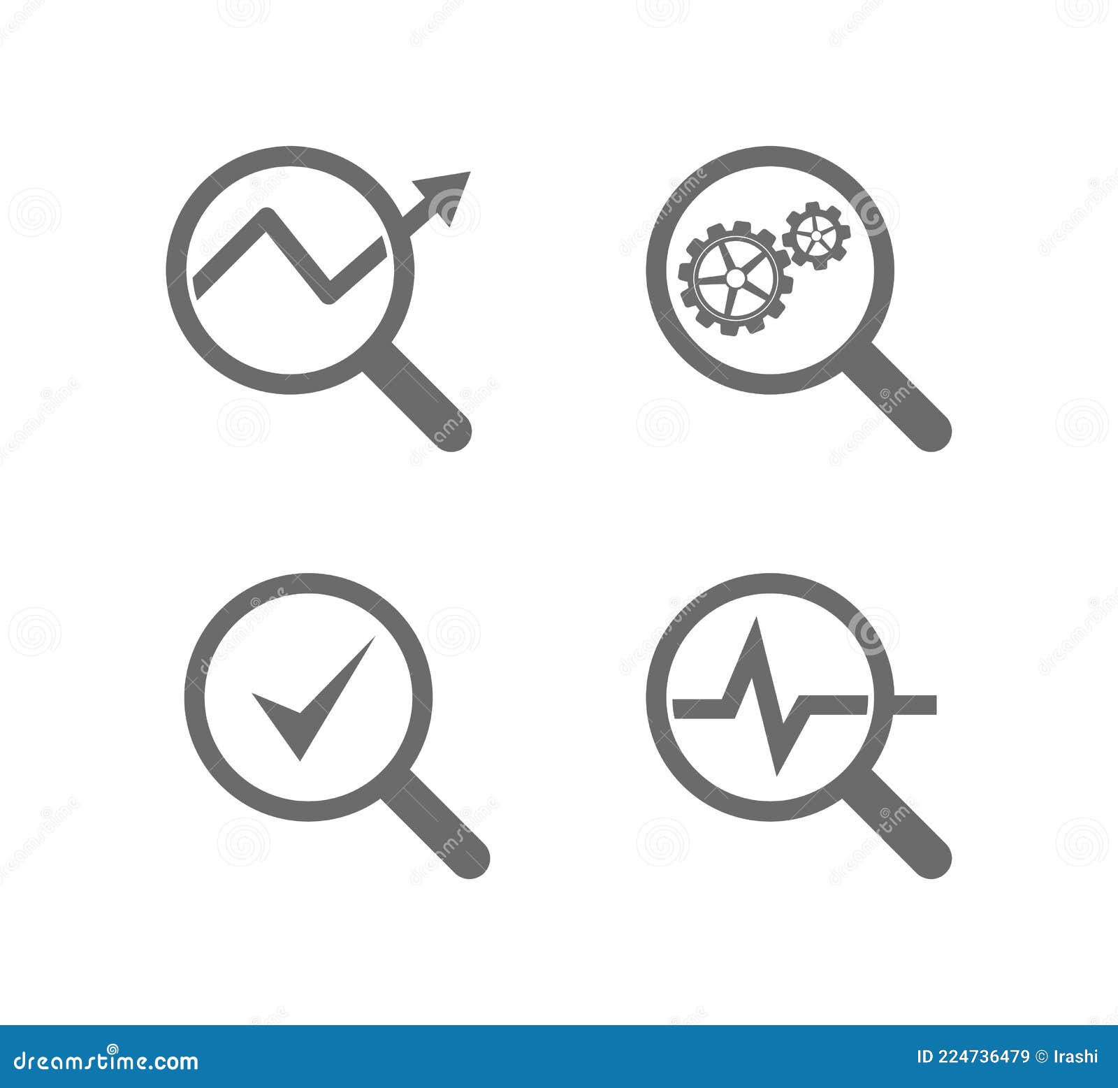 Magnifying Glass with Gear Chart Stock Vector - Illustration of mark ...