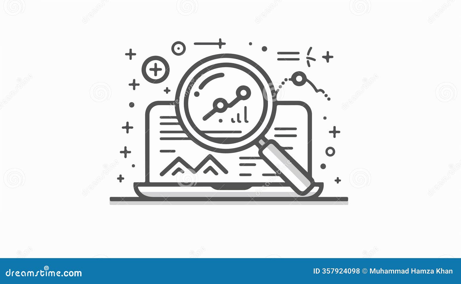 Graph Analysis with Magnifying Glass Icon Stock Vector - Illustration ...
