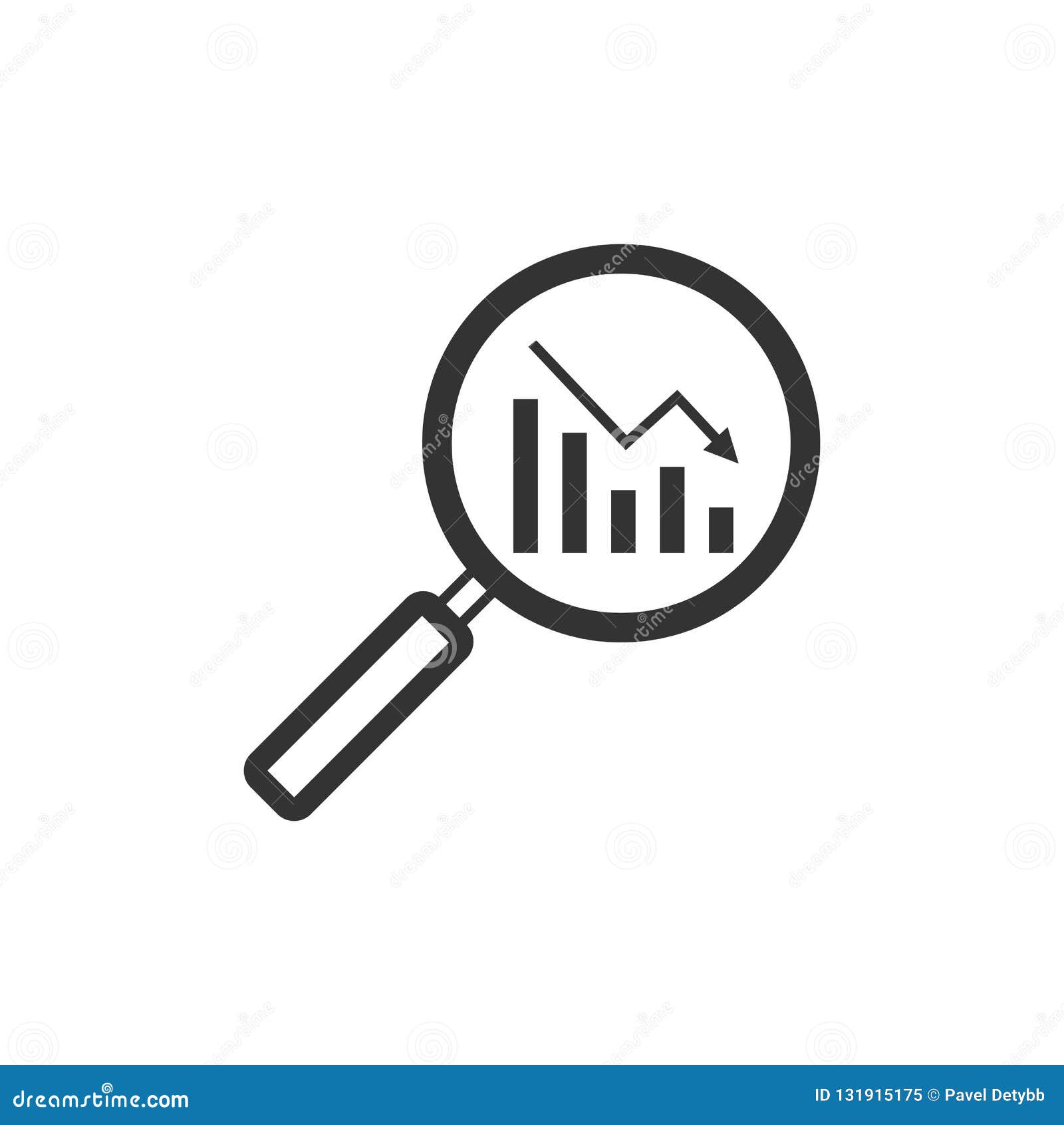 Magnifying Glass, Graph, Chart Icon. Vector Illustration, Flat Design ...