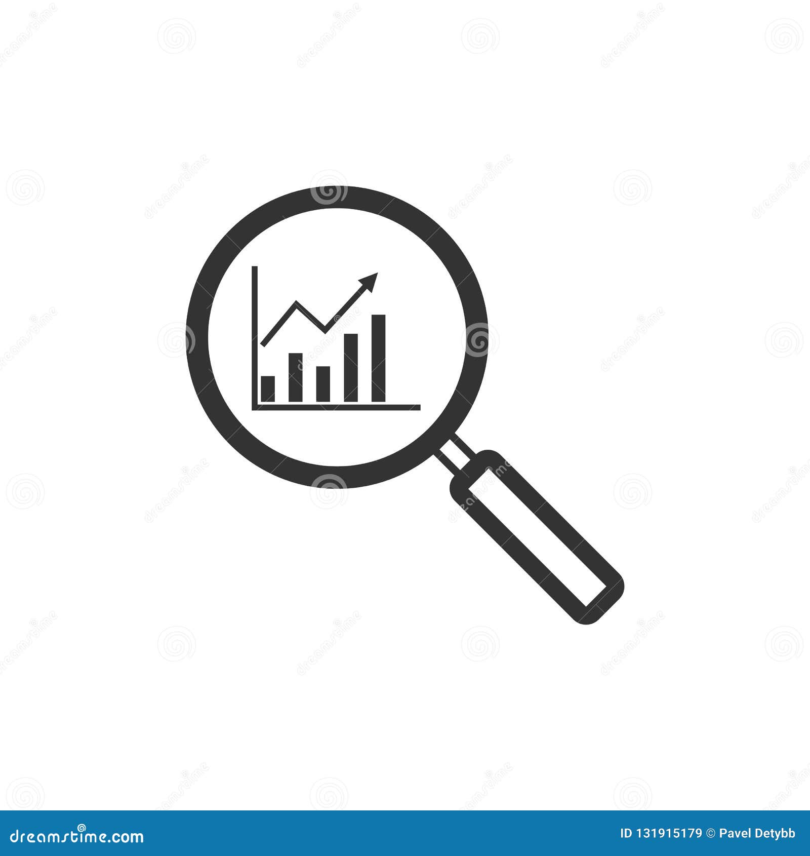 Magnifying Glass, Graph, Chart Icon. Vector Illustration, Flat Design ...