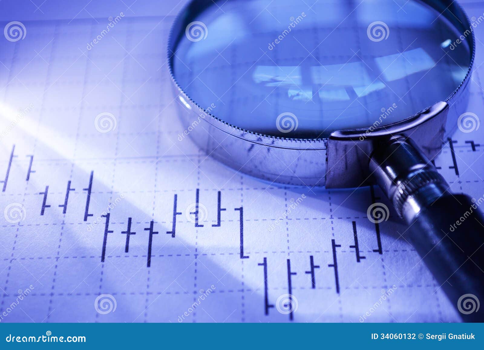 Magnifying Glass on a Graph Stock Photo - Image of statistical, graph ...