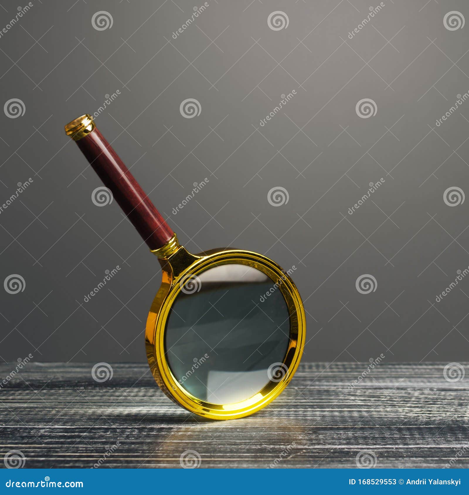 Magnifying Glass on a Gray Background. Search and Analysis, Analytics ...