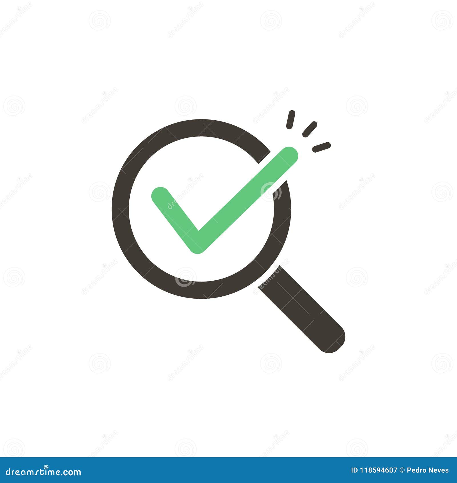 Magnifying Glass with Green Check Tick. Vector Icon Illustration Design ... Magnifying Glass with Green Check Tick. Vector Icon Illustration Design ...