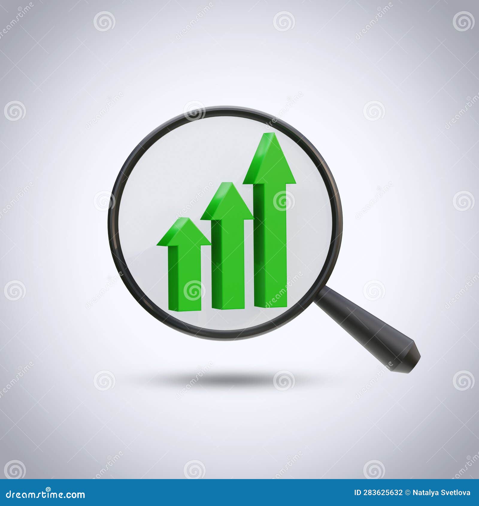 Magnifying Glass with Growth Graph 3D Rendering. Increase Symbol. Stock ...