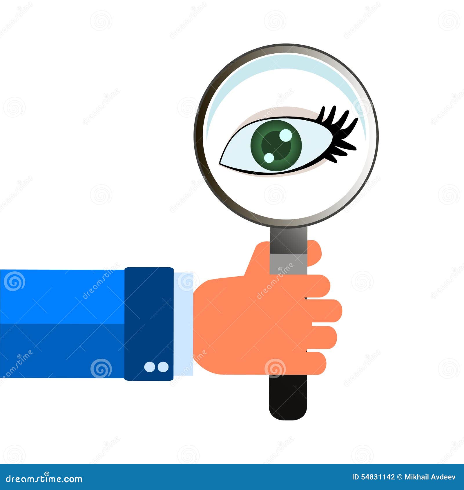Magnifying Glass in Hand Eye Stock Vector - Illustration of ...