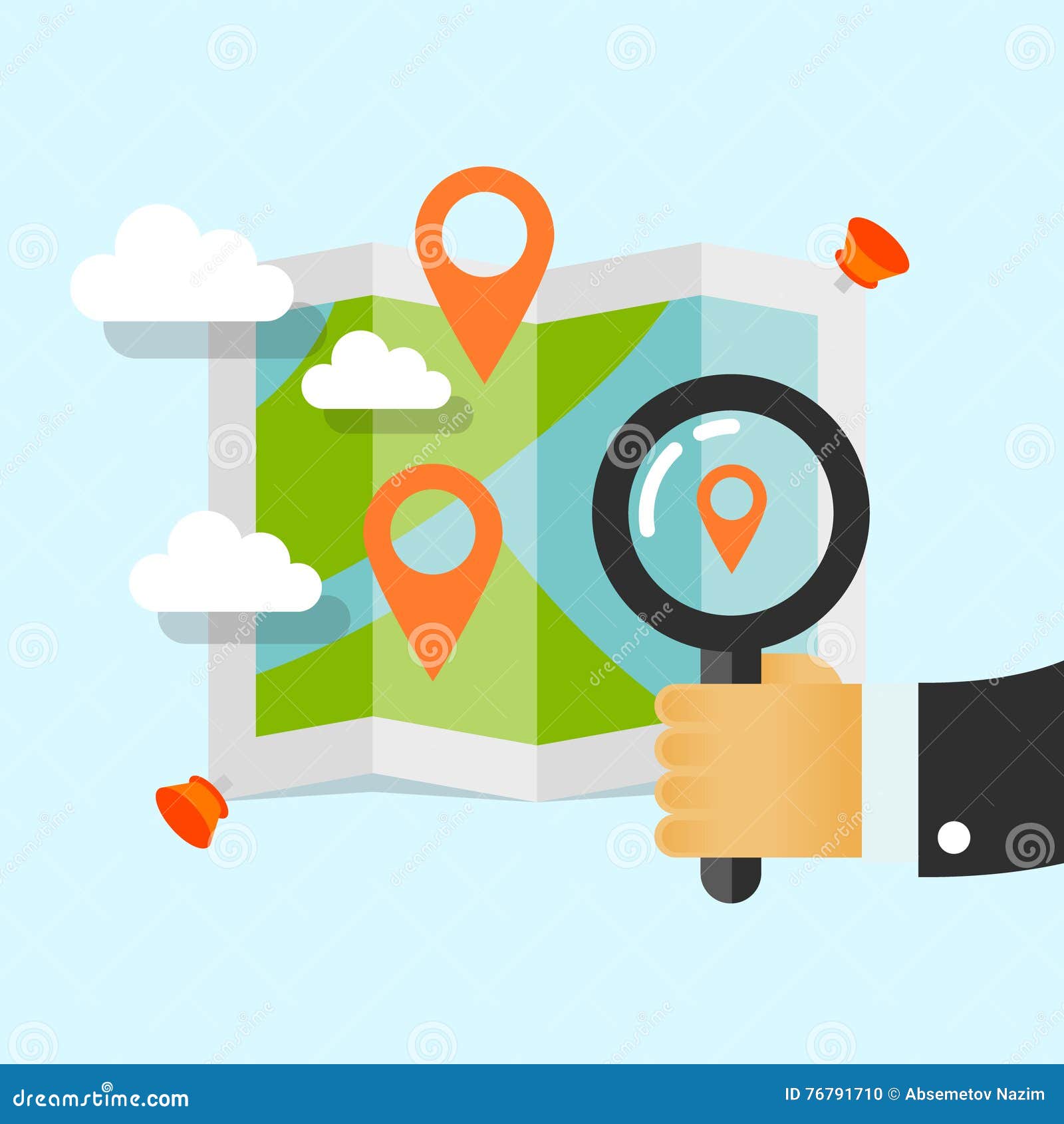 Search For Locations Around The World. Location Map Concept.3D ...