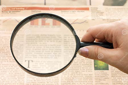 Magnifying Glass in Hand and Text Stock Photo - Image of paper, loupe ...