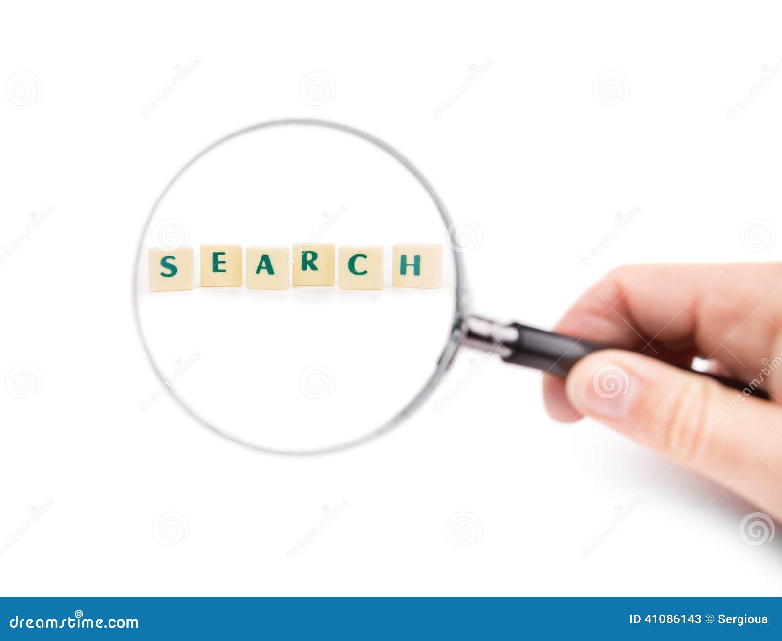 Magnifying Glass in Hand on the Word Search. Stock Image - Image of ...