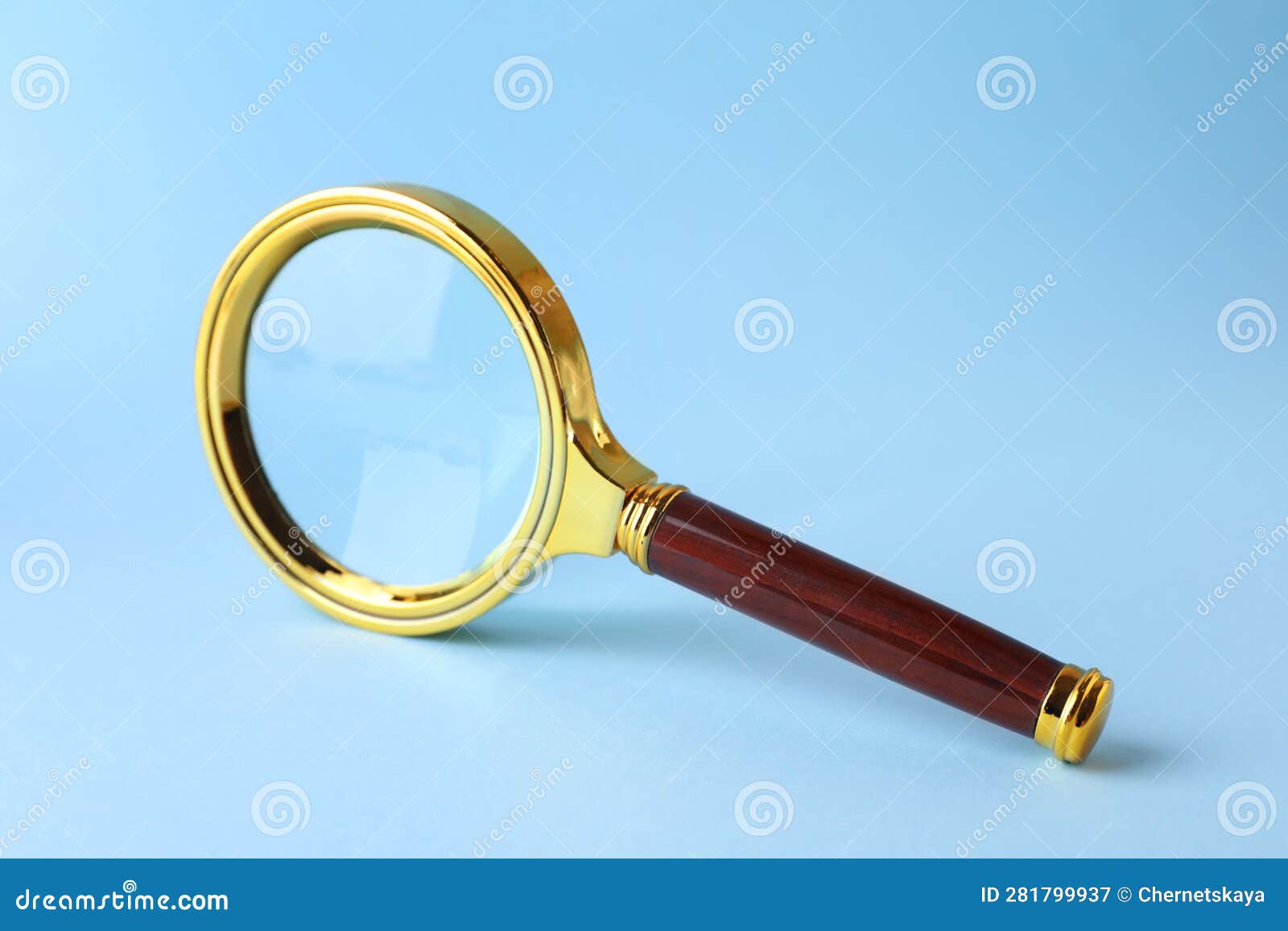 Magnifying Glass with Handle on Blue Background Stock Image - Image of ...