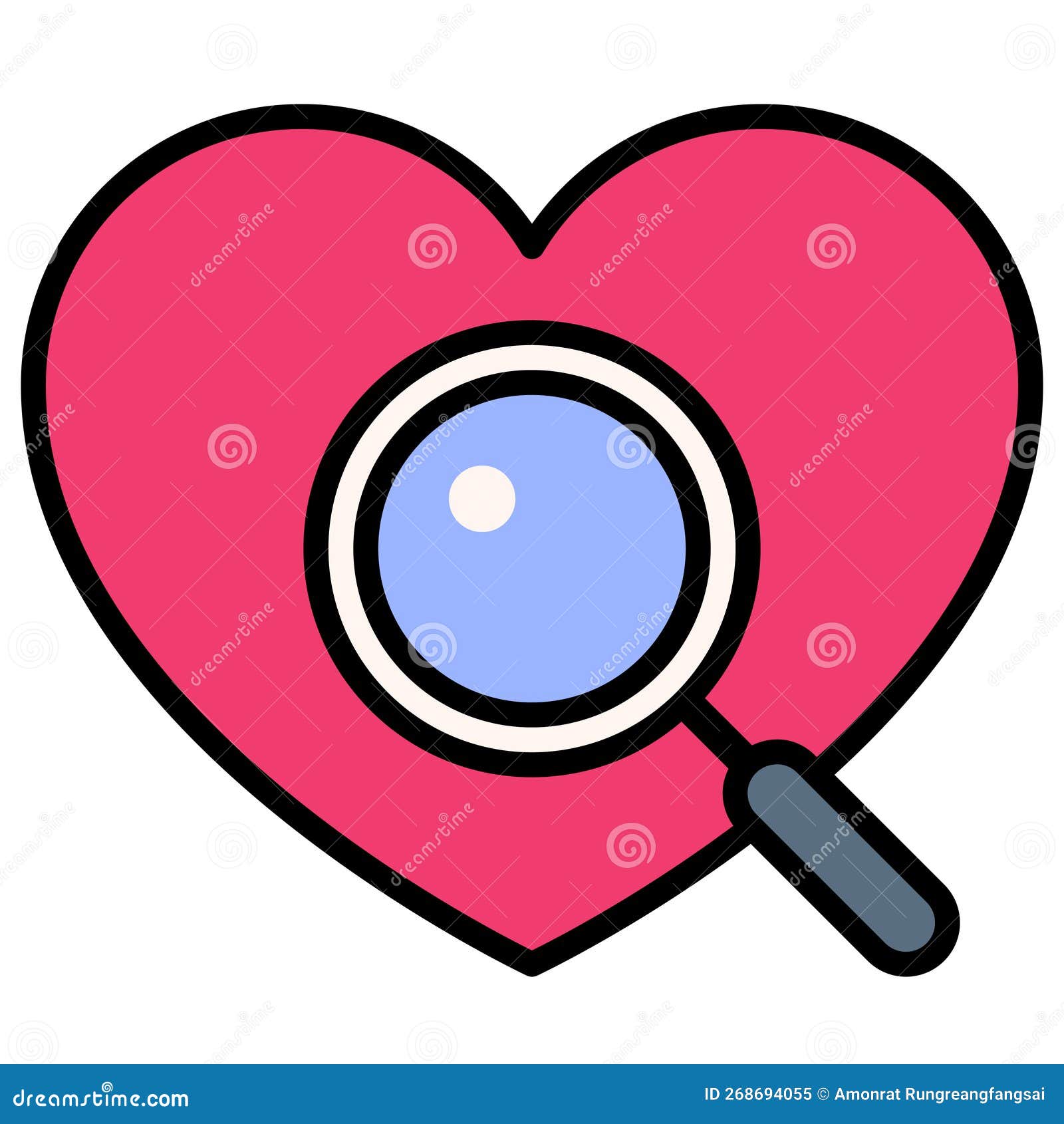 Magnifying Glass and Heart Icon, Love and Heart Vector Stock Vector ...