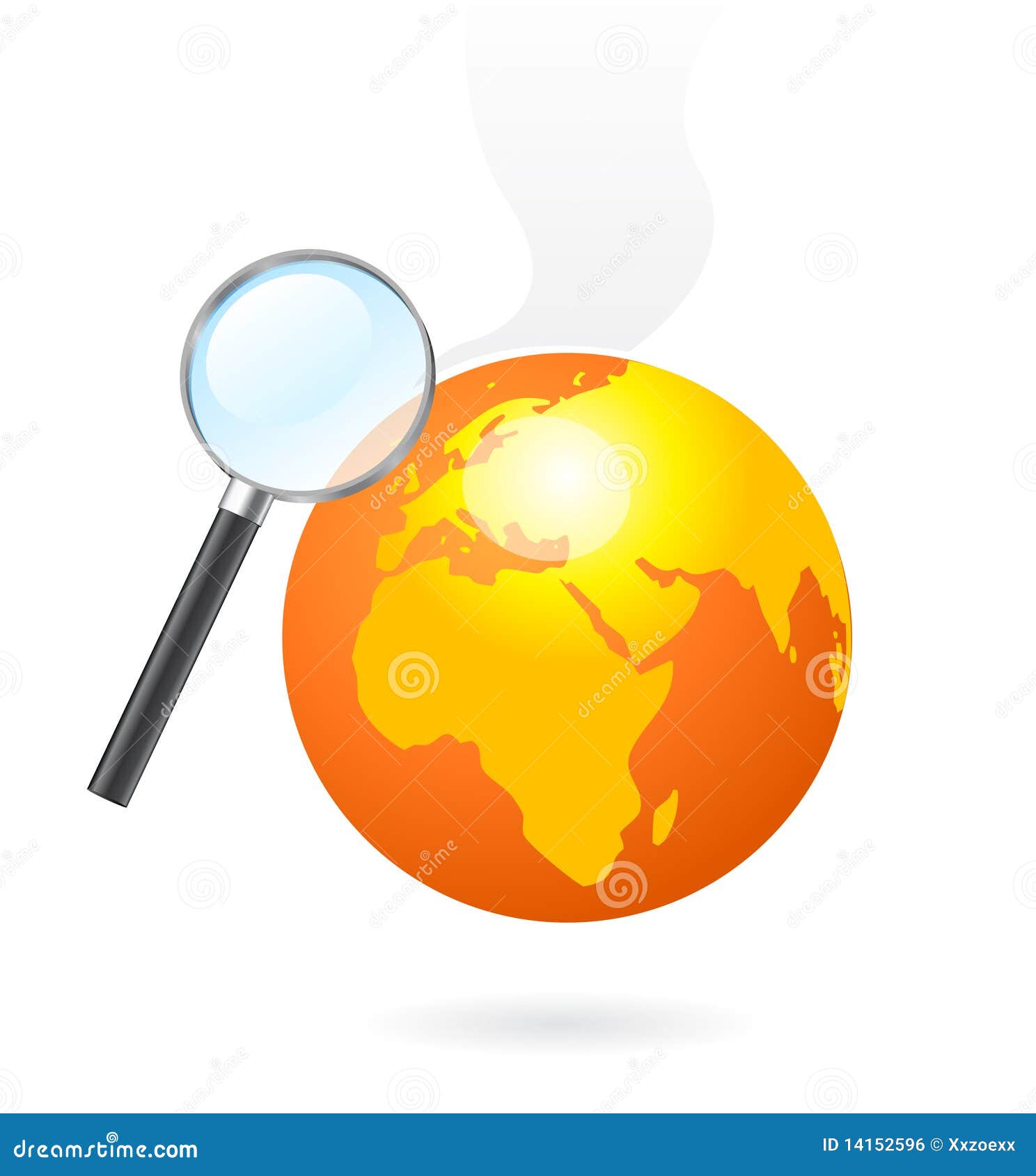 Magnifying Glass Heating Earth Stock Vector - Illustration of blue ...