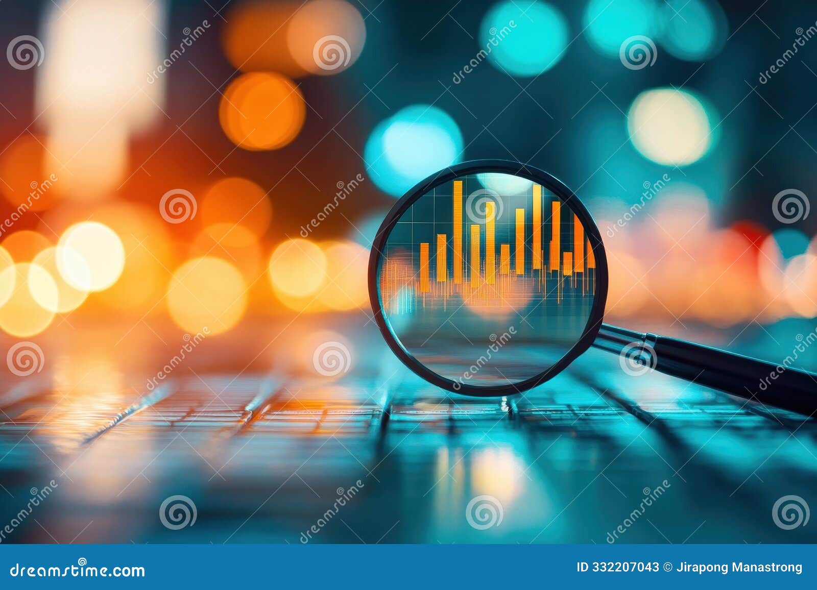 Magnifying Glass Highlighting Digital Data, Bokeh Lights, Technology ...