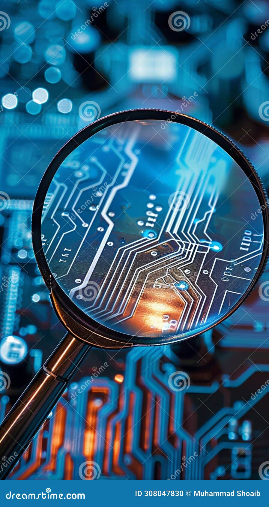 Magnifying Glass Highlights Computer Security System, Essential for ...