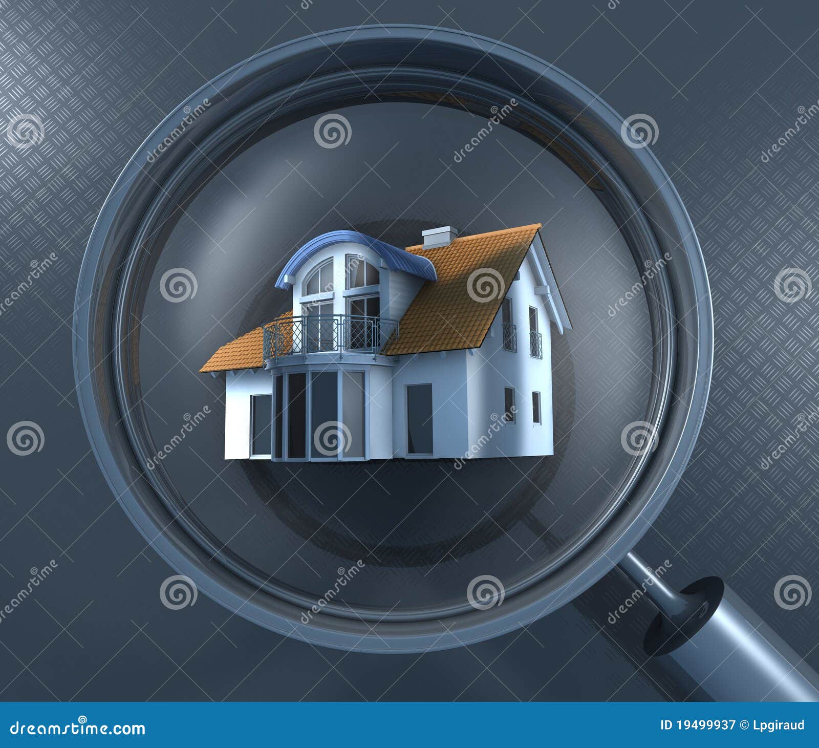 Magnifying glass and house stock illustration. Illustration of analysis ...