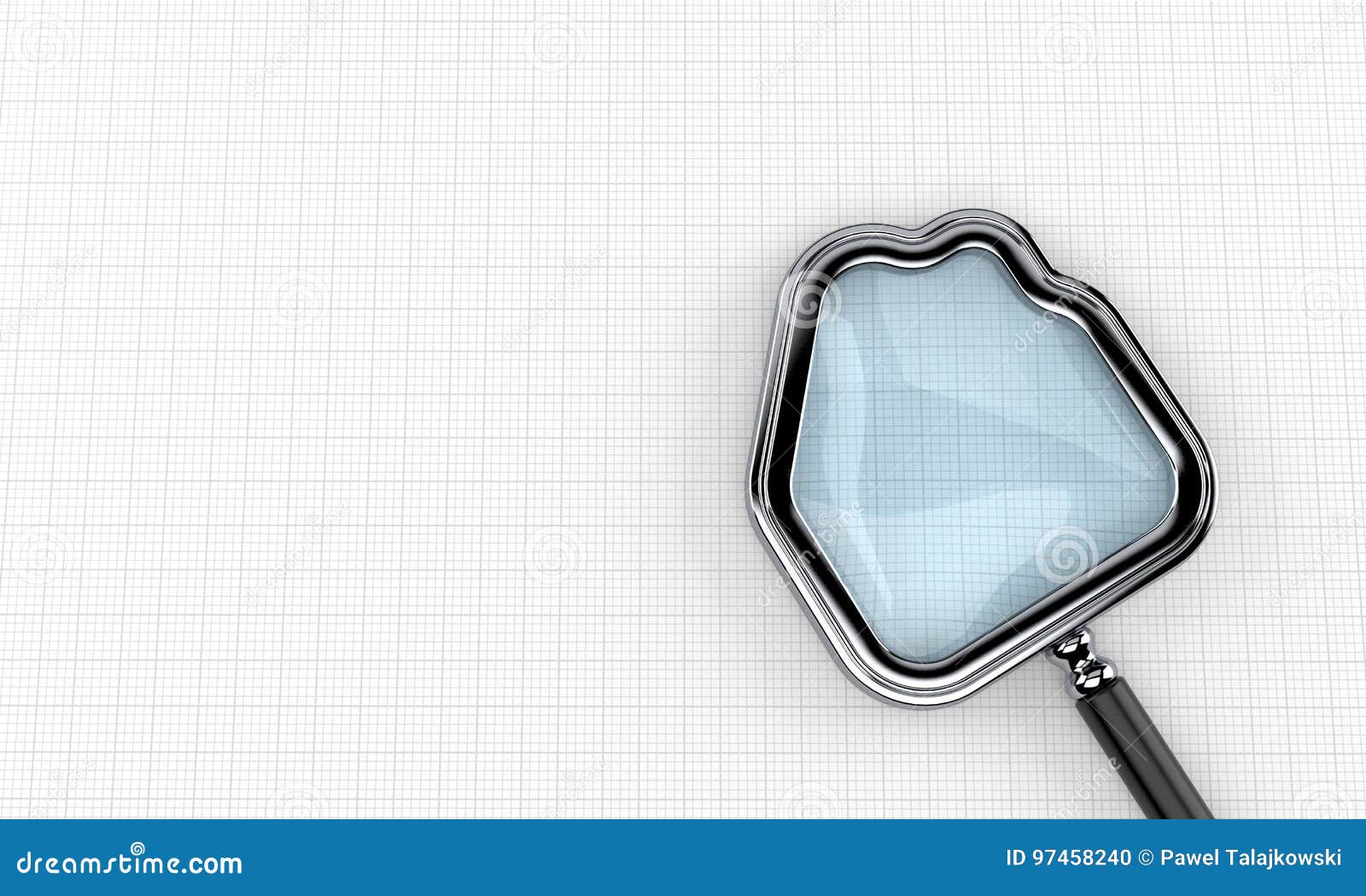 Magnifying Glass in House Shape Stock Illustration - Illustration of ...