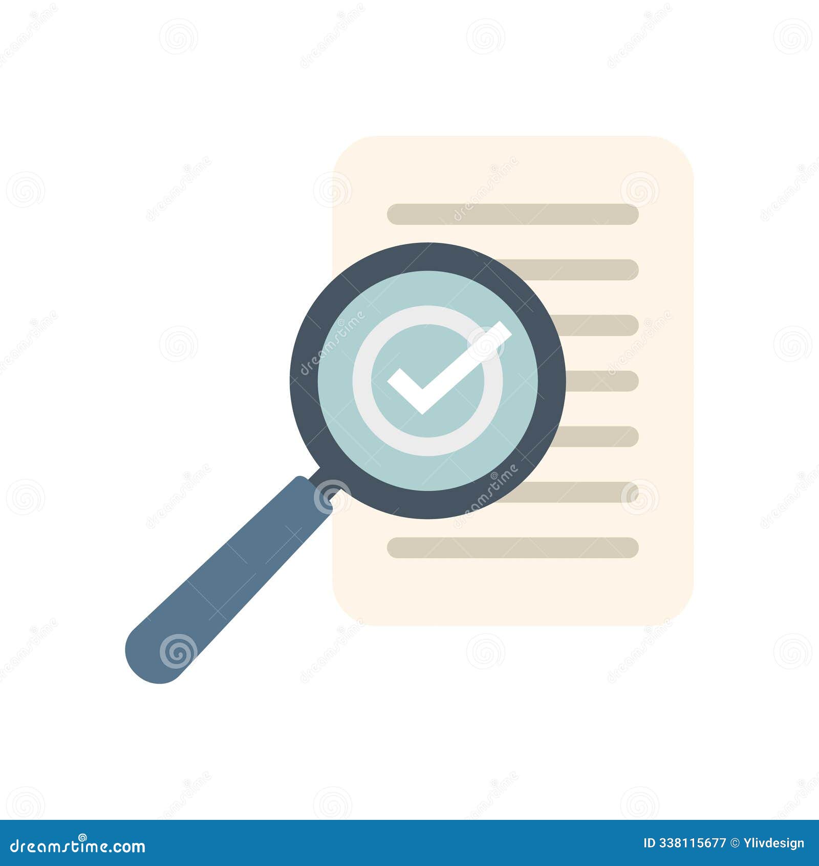 Magnifying Glass Validating Document with Check Mark Symbol Stock ...