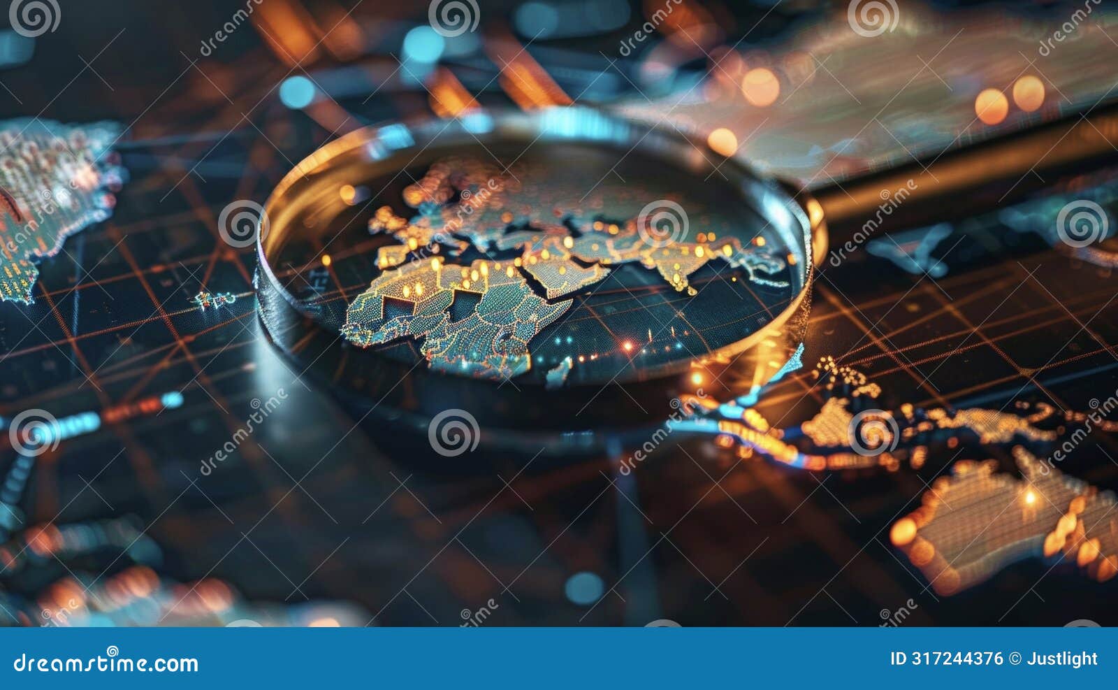 A Magnifying Glass Hovering Over a Section of a World Map with ...