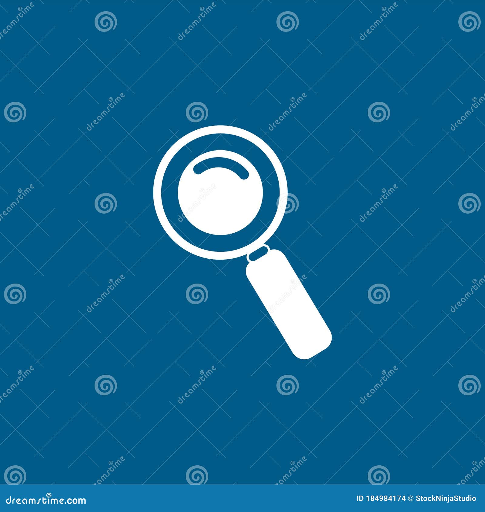 Magnifying Glass Icon on Blue Background. Blue Flat Style Vector ...