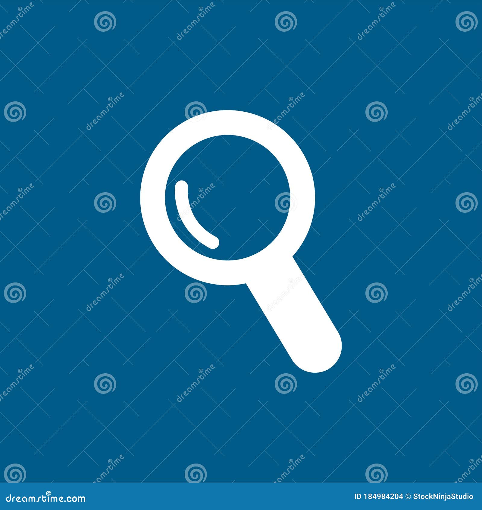 Magnifying Glass Icon on Blue Background. Blue Flat Style Vector ...