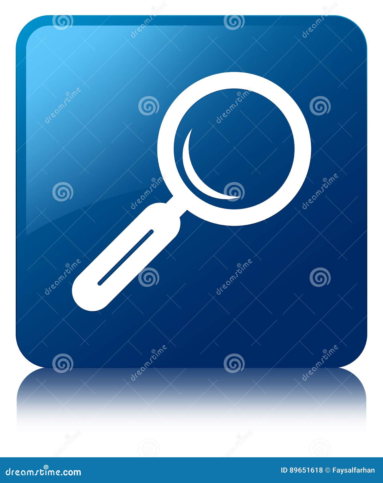 Magnifying Glass Icon Blue Square Button Stock Illustration ...
