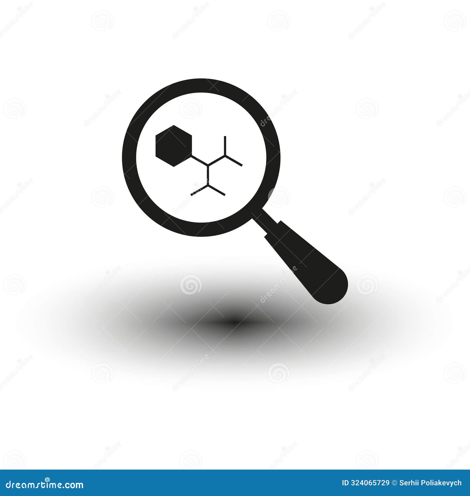 Magnifying Glass Icon. Chemical Structure Inside. Science Research ...