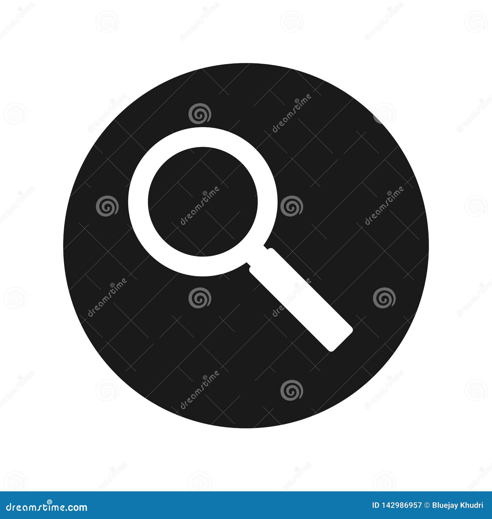 Magnifying Glass Icon Flat Black Round Button Vector Illustration Stock ...