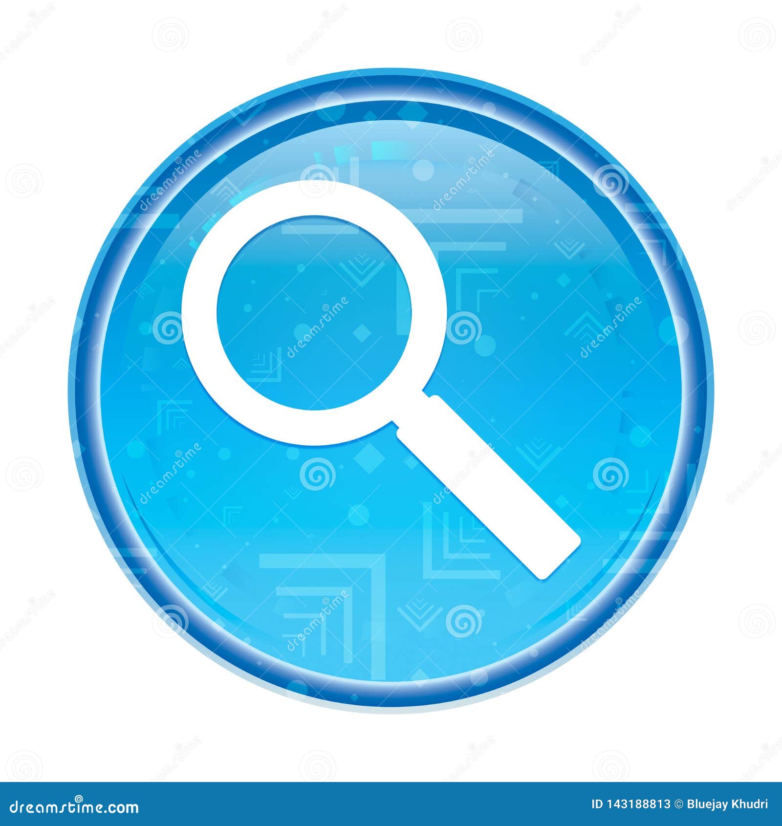 Magnifying Glass Icon Floral Blue Round Button Stock Illustration ...