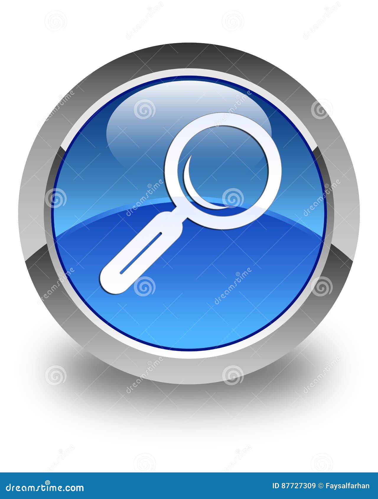 Magnifying Glass Icon Glossy Blue Round Button Stock Illustration ...