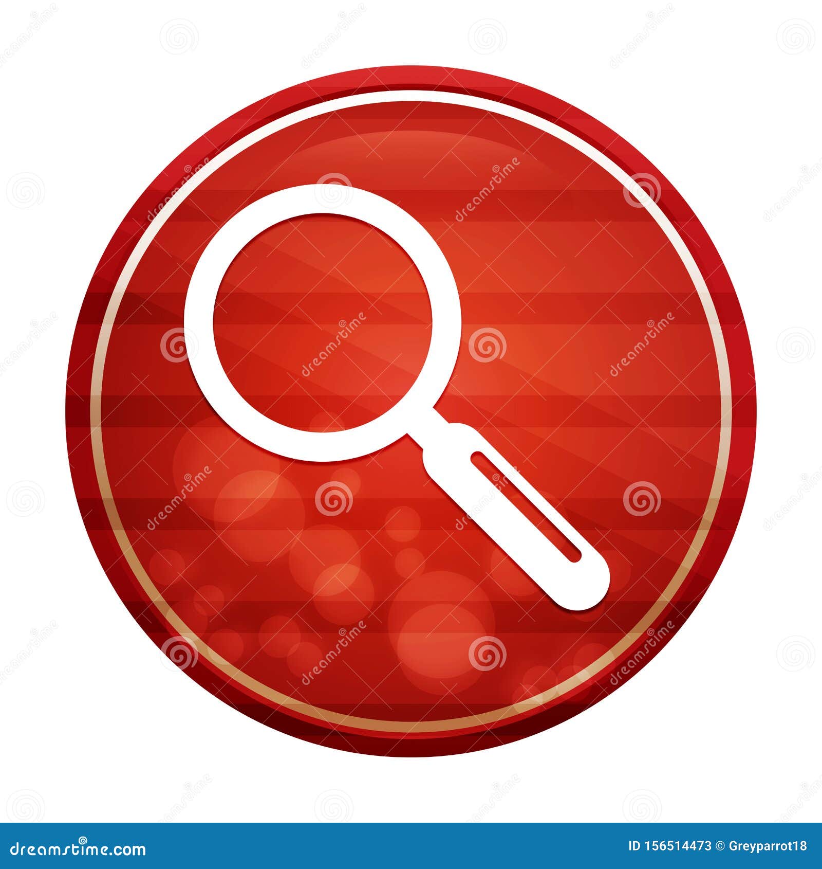 Magnifying Glass Icon Realistic Diagonal Motion Red Round Button ...