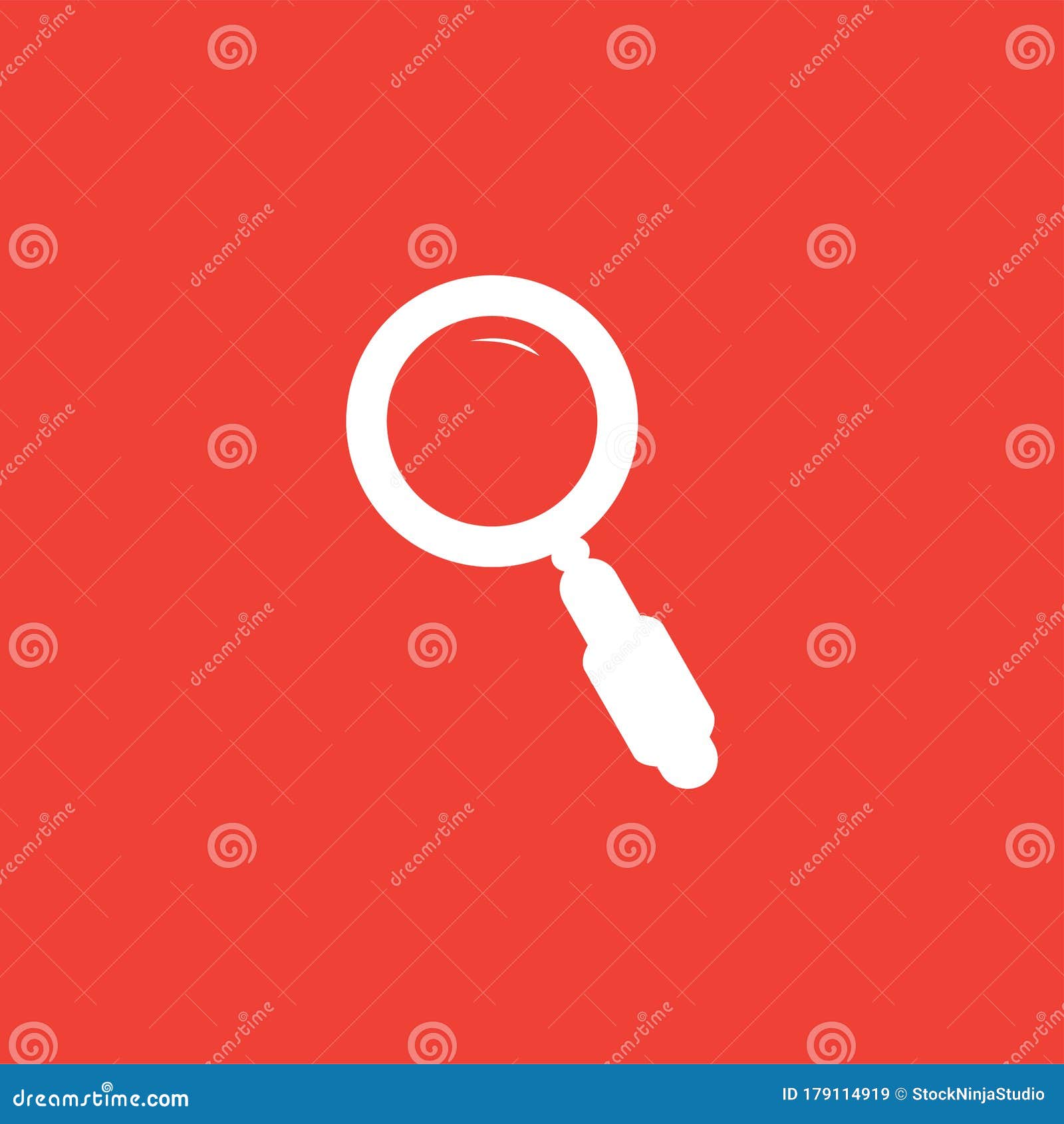Magnifying Glass Icon on Red Background. Red Flat Style Vector ...