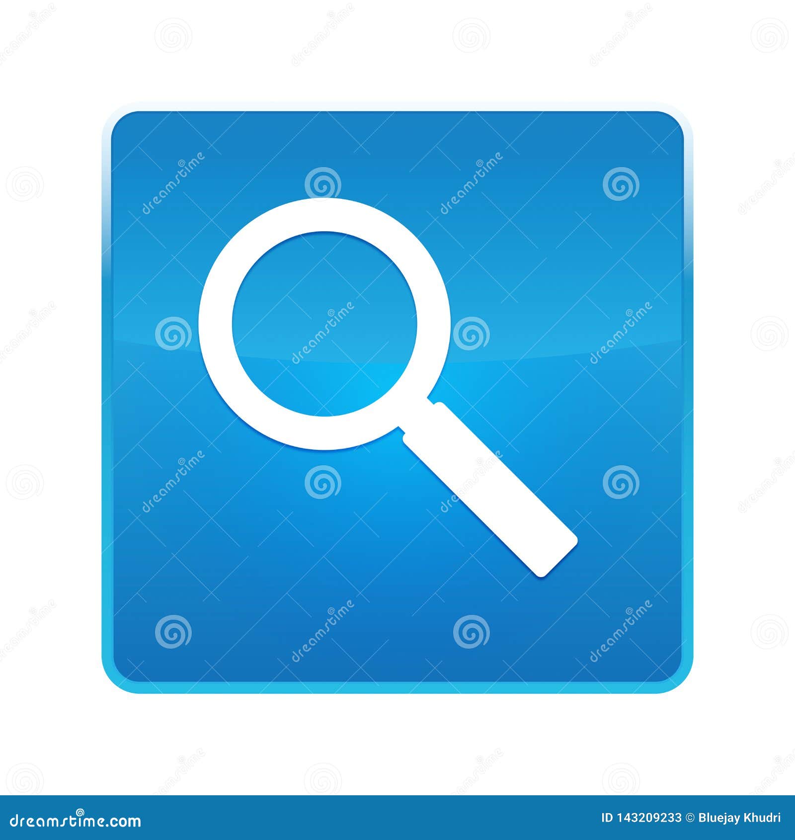 Magnifying Glass Icon Shiny Blue Square Button Stock Illustration ...