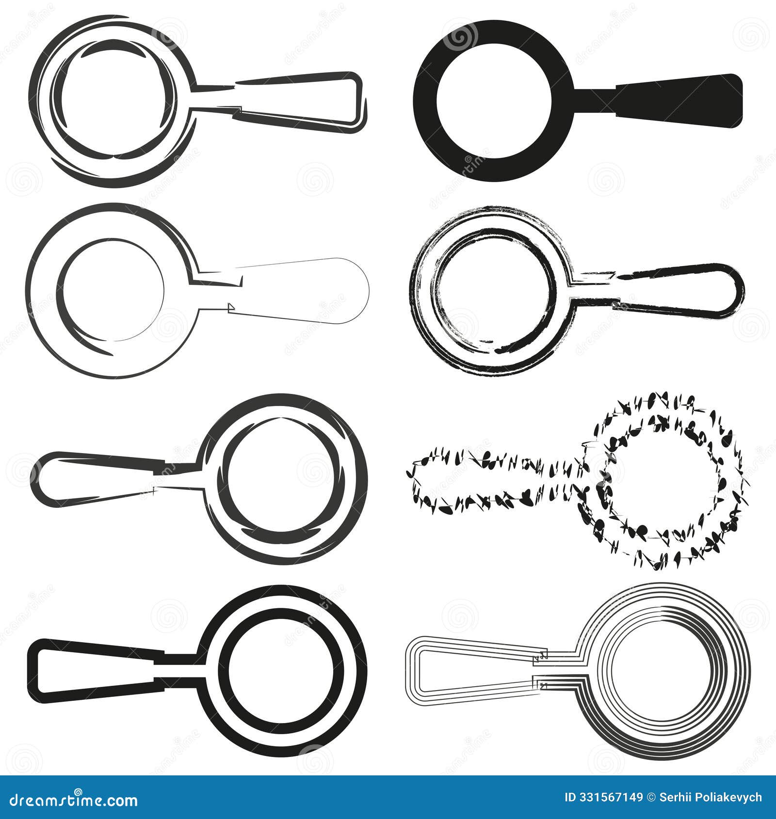 Magnifying Glass Icons. Abstract Search Tool Symbols. Hand Drawn Style ...